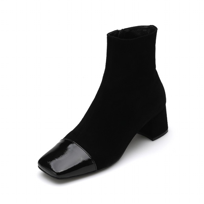 [미소페] 여성 소가죽 콤비 앵클 부츠 (5CM) 012446024 C-2B