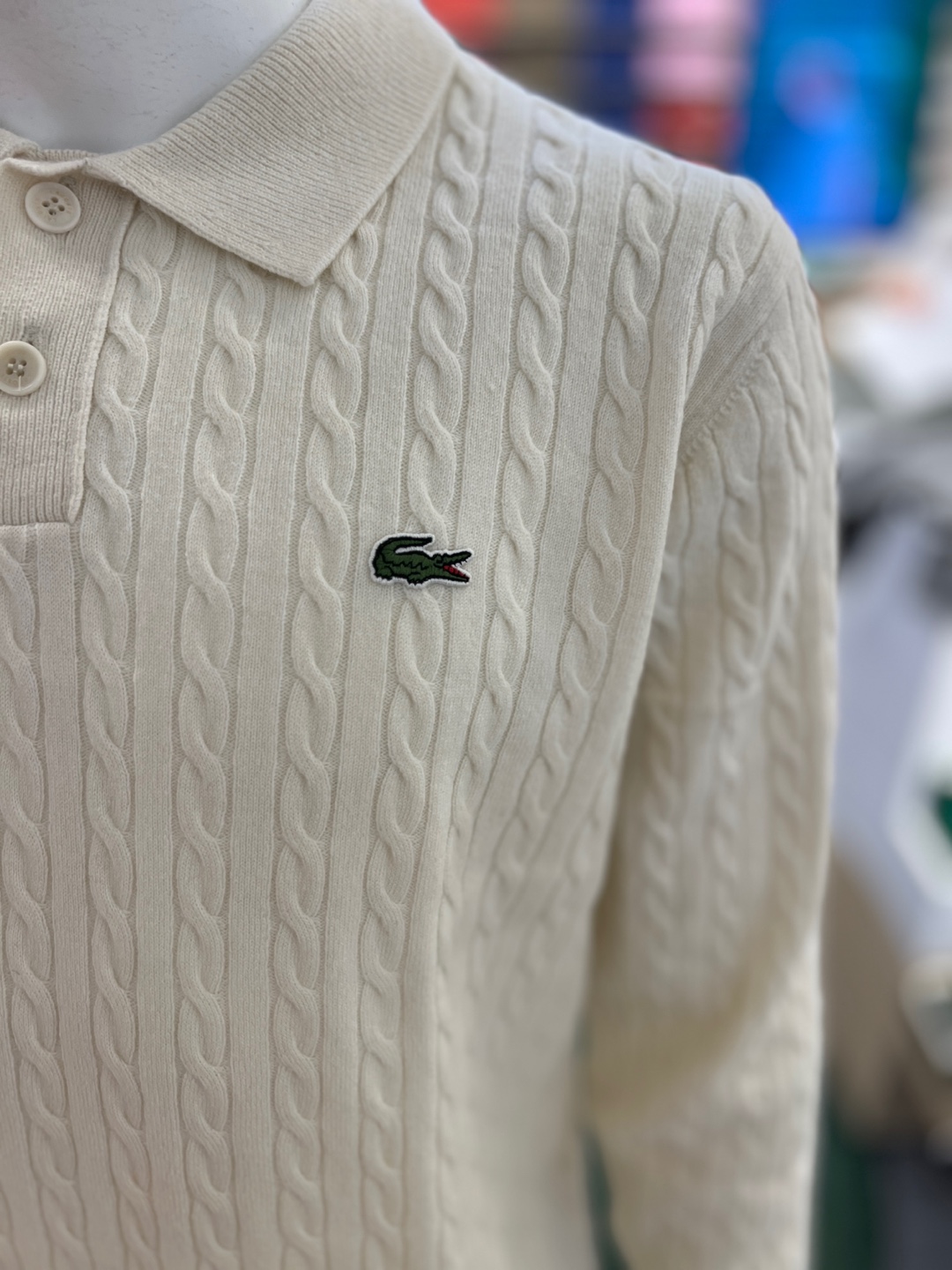 라코스테 남성 케이블 스웨터 폴로 티셔츠 AH480E-54N XFJ