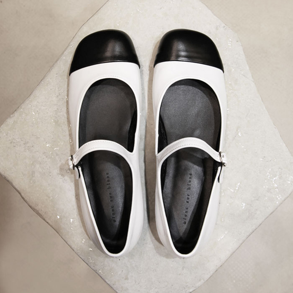 Lua Mary Jane Flats Leather White (Two Tone)