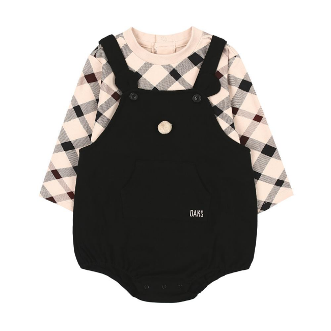 DAKS BABY[24FW] 체크 져지MIX져지 멜빵우주복 (EUF21VW07M_BK)