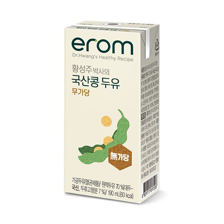 [이롬] 황성주 국산콩 두유 무가당 64팩 (190ml x 16팩 x 4박스)