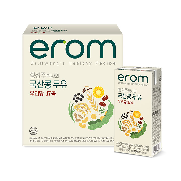 [이롬] 황성주 국산콩 두유 우리땅17곡 96팩 (190ml x 16팩 x 6박스)