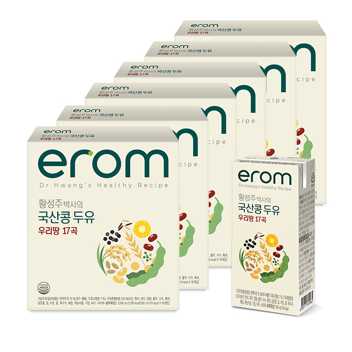 [이롬] 황성주 국산콩 두유 우리땅17곡 96팩 (190ml x 16팩 x 6박스)