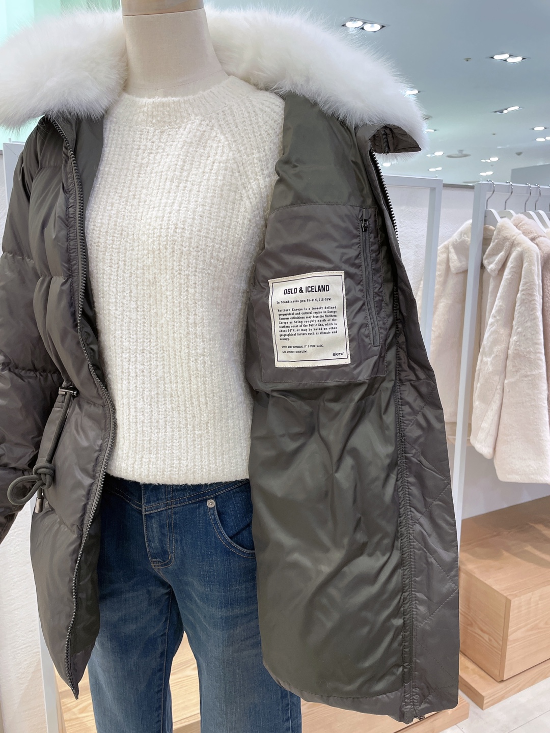 [21F/W]퍼카라 탈부착 허리 스트링 다운(SH4JPF313)