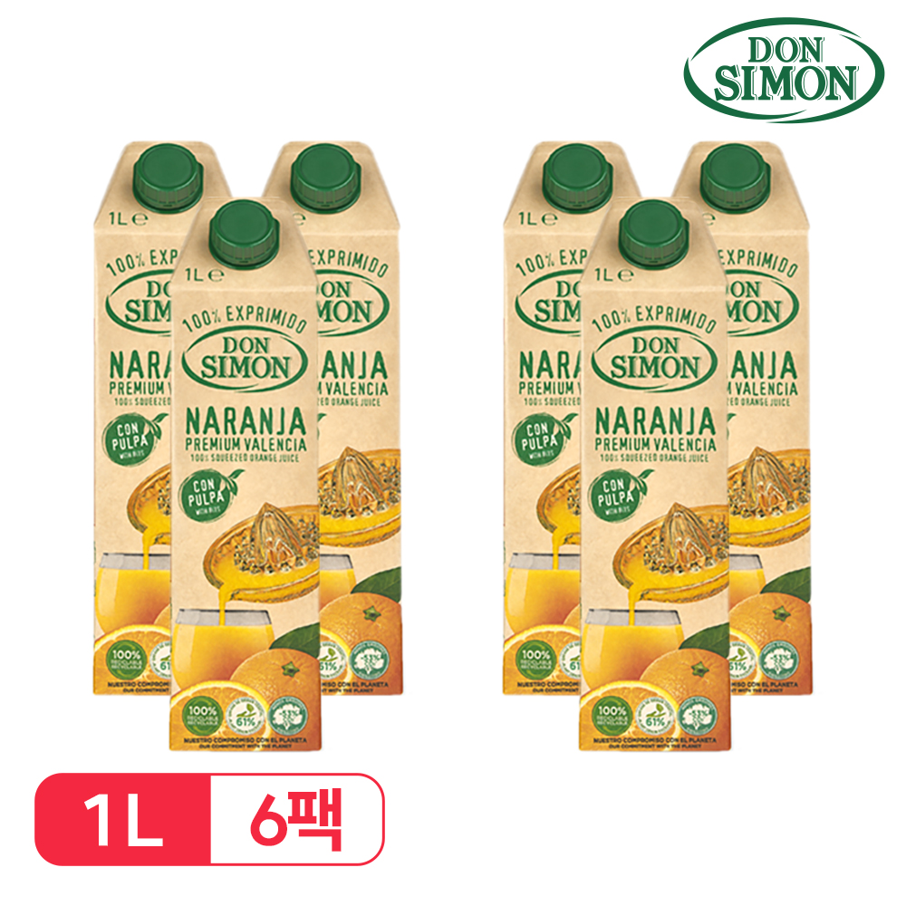 [돈시몬]100% NFC 착즙주스 오렌지 1L X 6팩