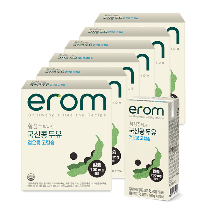 [이롬] 황성주 국산콩 두유 검은콩고칼슘 96팩 (190ml x 16팩 x 6박스)