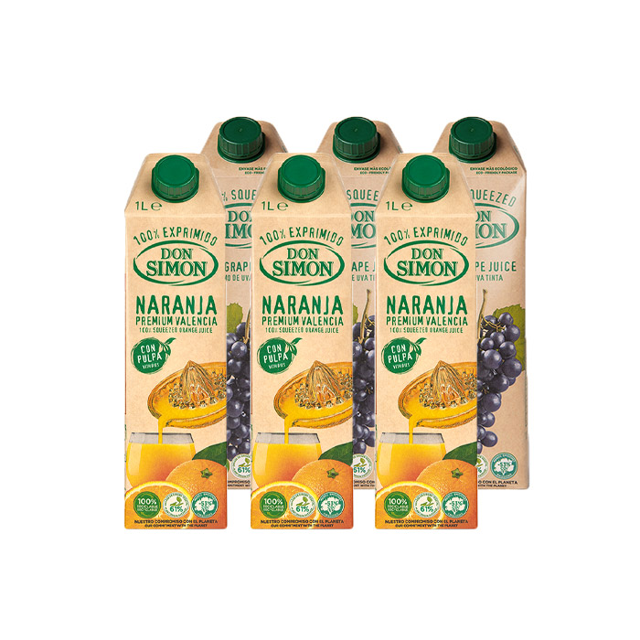 [돈시몬]100% NFC 착즙주스 오렌지 + 적포도 1L X 6팩