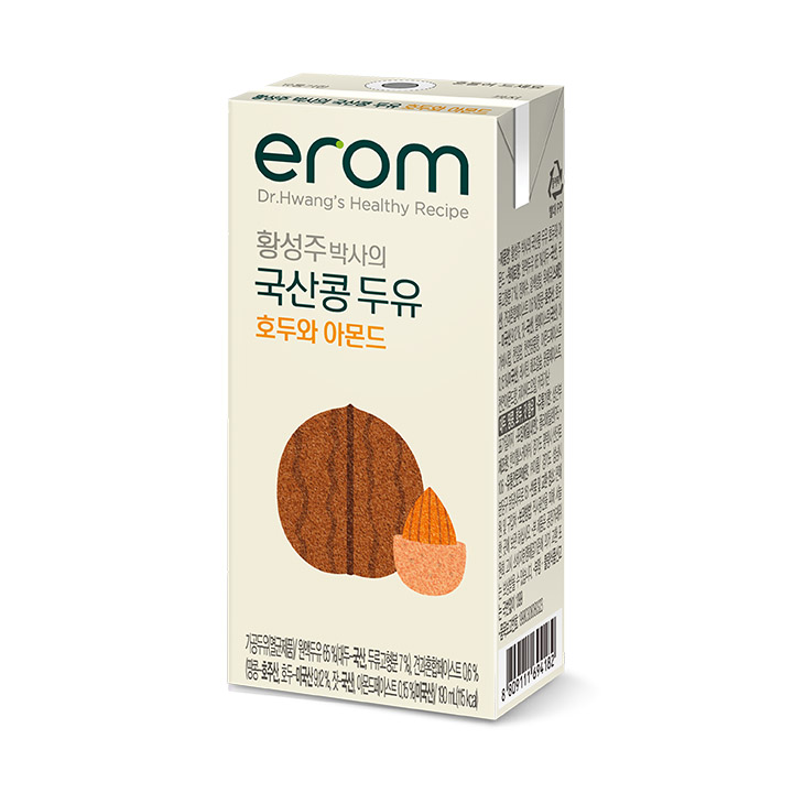 [이롬] 황성주 국산콩 두유 호두와 아몬드 96팩 (190ml x 16팩 x 6박스)