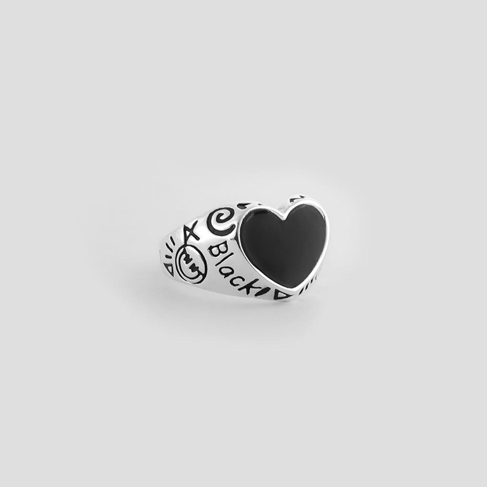 BLACK LOVE RNG SILVER925_DOODLE