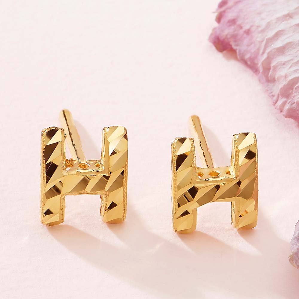 여자 순금 침 귀걸이 컷팅 H 24K 3.75g 금귀걸이