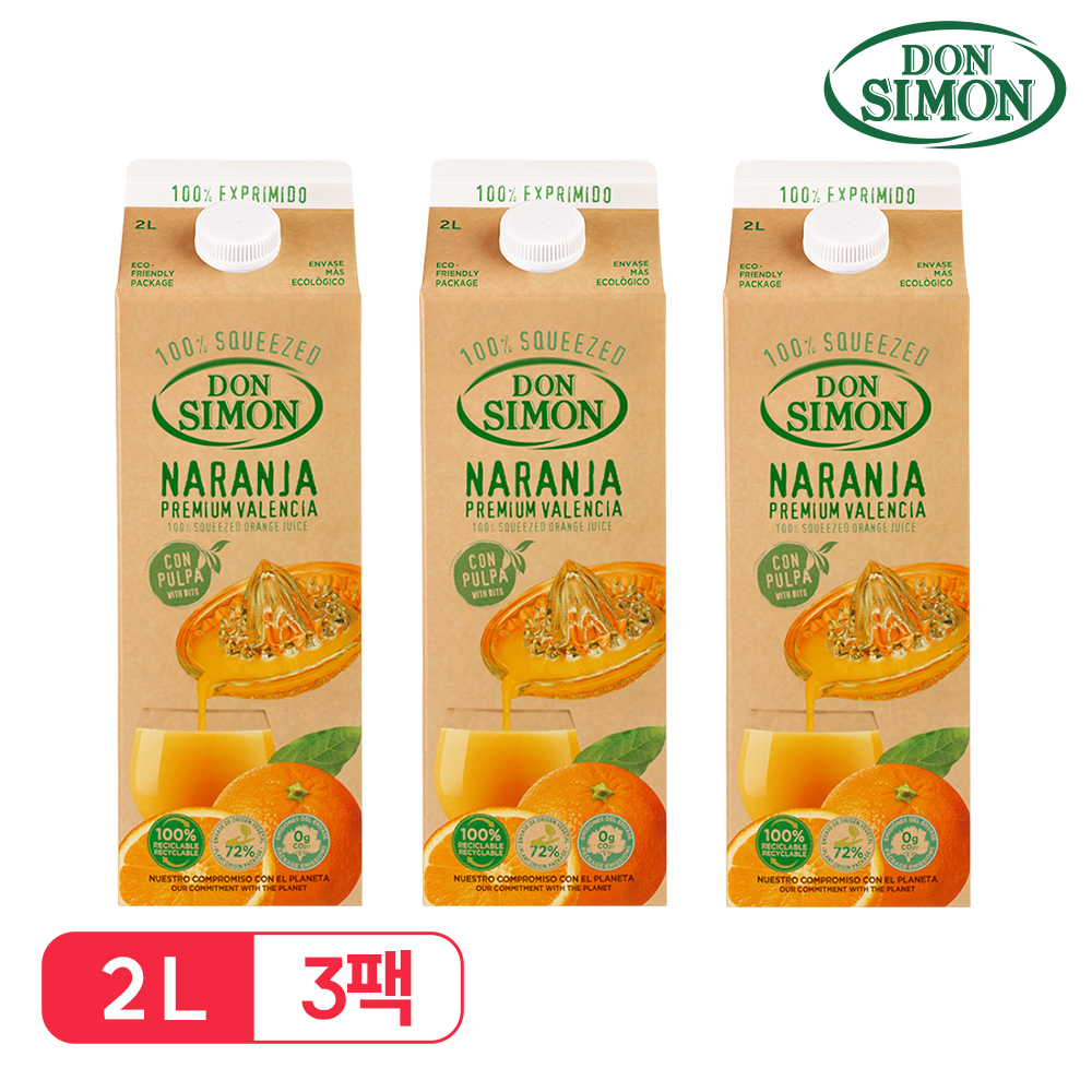 [돈시몬]100% NFC 착즙주스 오렌지 2L X 3팩