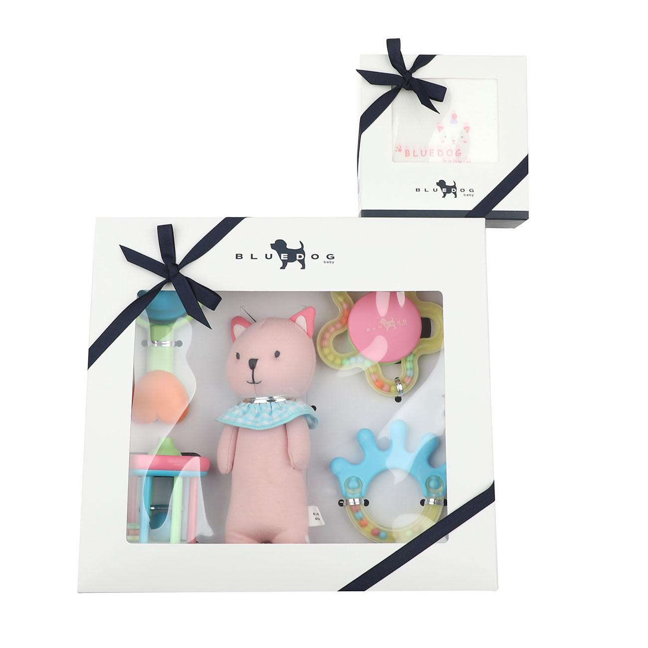 *(출산,백일선물)PK)딸랑이SET+블루독여아손수건10장SET(40W70-BHD-05)