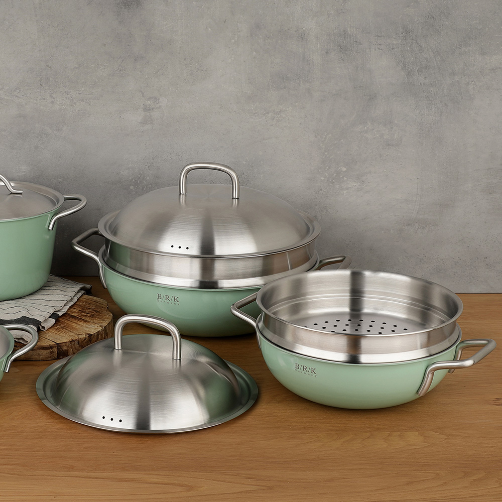 [BRK] 노르딕 통5중 WOK 28cm 그린(스티머 포함)