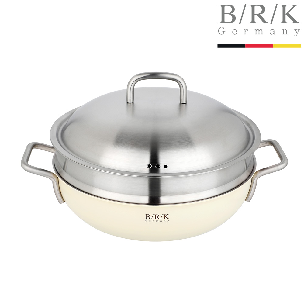 [BRK] 노르딕 통5중 WOK 28cm 크림 화이트(스티머 포함)