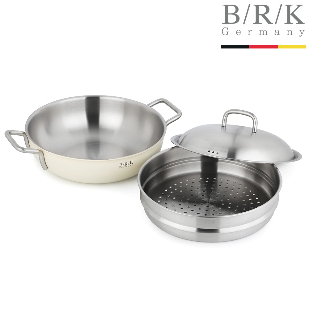 [BRK] 노르딕 통5중 WOK 28cm 크림 화이트(스티머 포함)