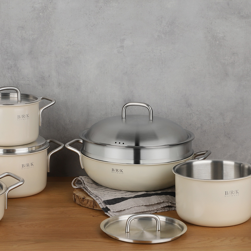 [BRK] 노르딕 통5중 WOK 28cm 크림 화이트(스티머 포함)