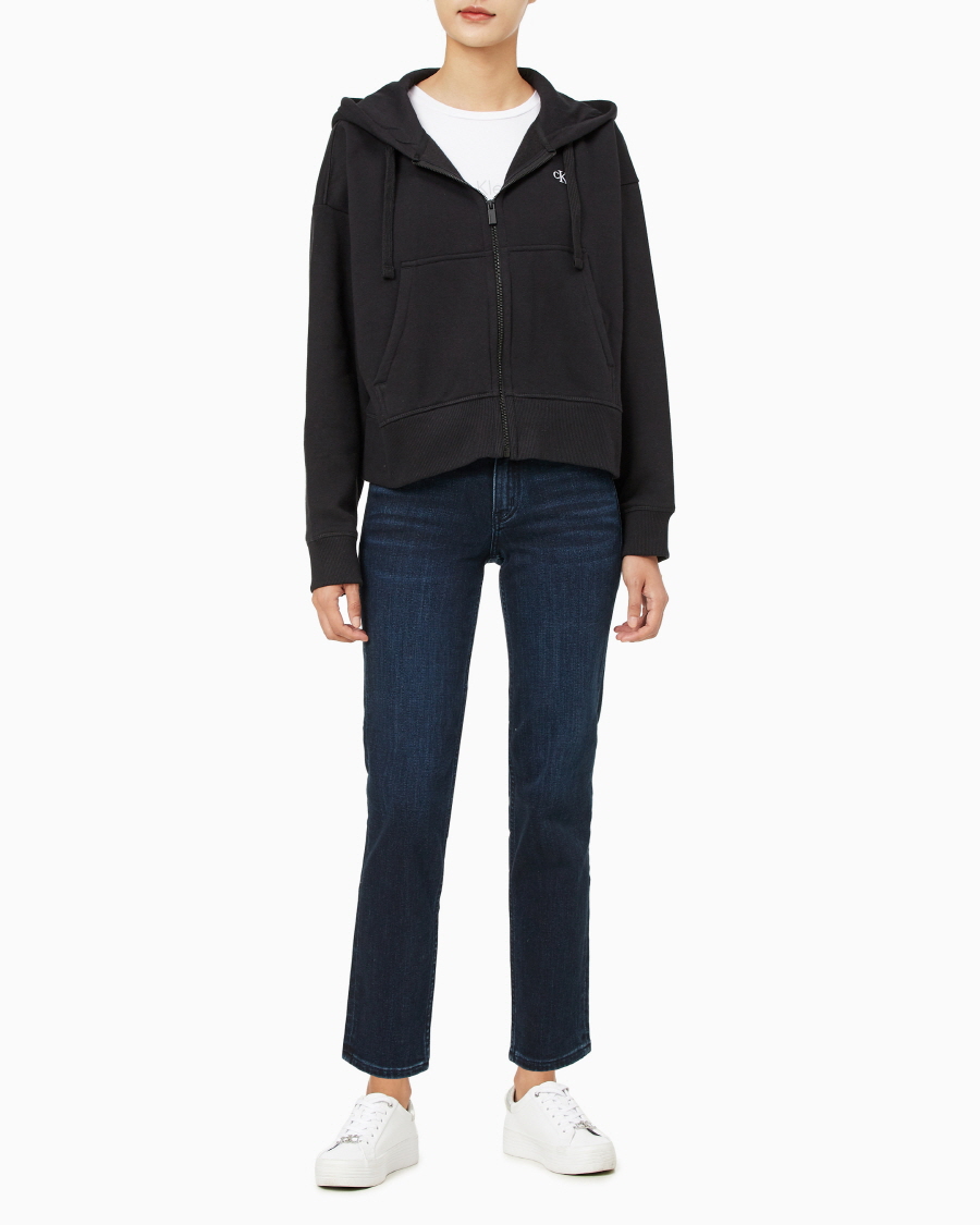 [캘빈클라인진] 여성 아카이브 릴렉스핏 CK 크롭 기모 후드집업 (40WH104-P4P)