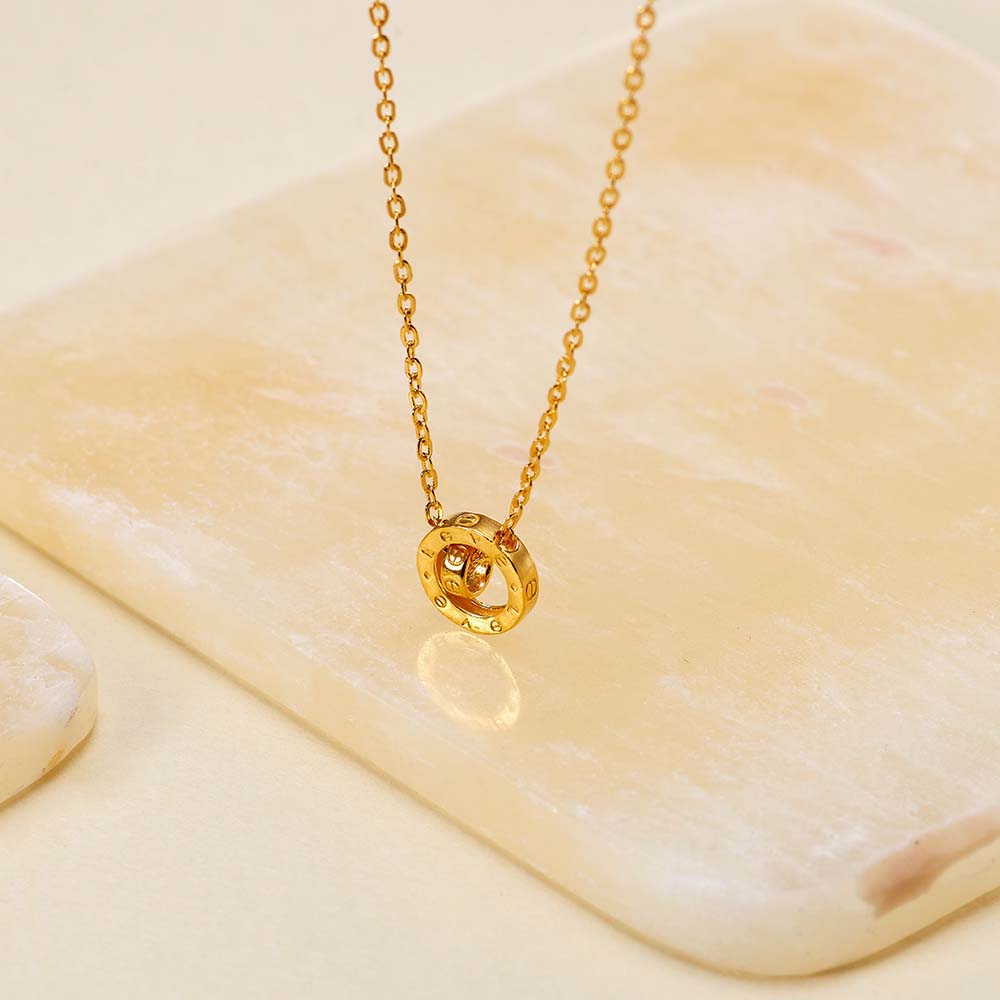 여자 순금 목걸이 더블 써클 러브 24K 3.75g 18K장식