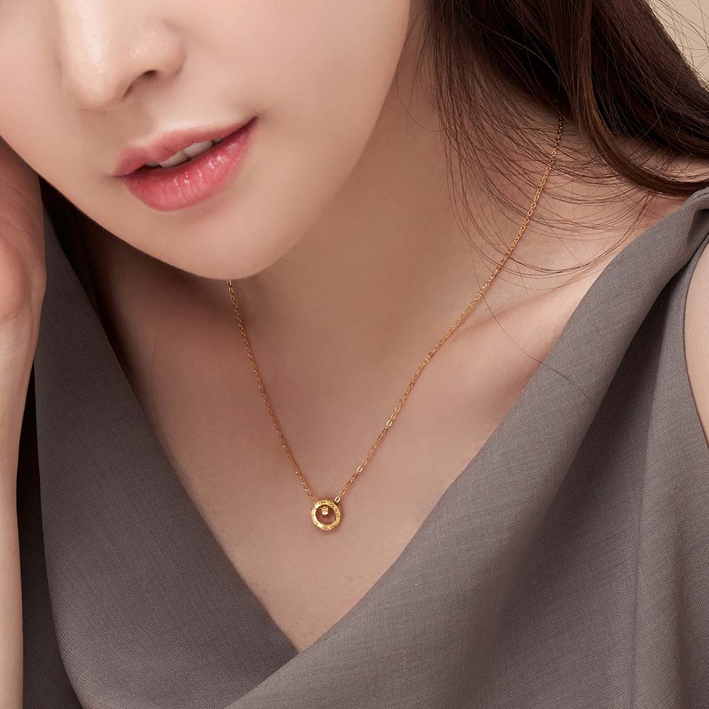 여자 순금 목걸이 더블 써클 러브 24K 3.75g 18K장식