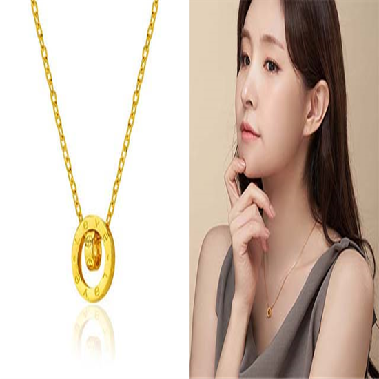 여자 순금 목걸이 더블 써클 러브 24K 3.75g 18K장식
