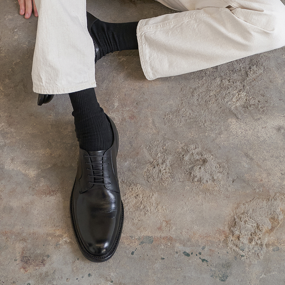 [MEN] Evan Leather Derby Shoes Black