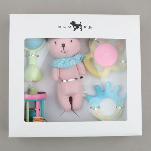 *(출산,백일선물)PK)딸랑이SET+블루독여아손수건10장SET(40W70-BHD-05)